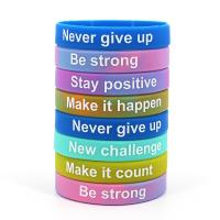 China Silicone Bracelets Custom Match Slogan Watchword Printed Wrist Bands for Festival Promotion Souvenirs for sale