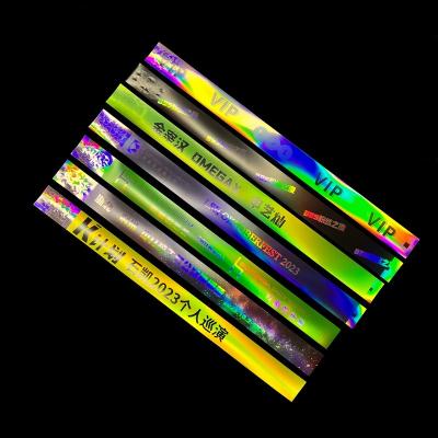 China Factory Custom Laser Glitter Wristband Event Concert Festival Neon Rainbow Laser Shiny Laser Promotional Paper Wristband for sale