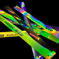 China Factory Laser Glitter Paper Bracelets Event Custom Concert Festival Neon Rainbow Shiny Laser Promotional Paper Wristband for sale