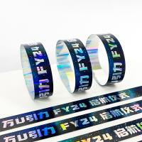 China Factory Paper Bracelets Event Custom Concert Music Festival Neon Rainbow Shiny Laser Promotional Gift Paper Wristband for sale