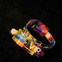 China Wholesale Waterproof Shiny Wristband Custom Logo Promotional Gift Event Rainbow Glitter Transparent Laser PVC Wristband for sale