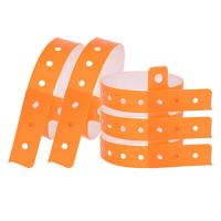 China Custom Disposable Wristband Plastic Waterproof Vinyl PVC Neon Fluorescent Color Event Party Gift Wristband for sale