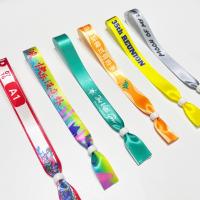 China Customization Logo Polyester Woven Cloth Wristbands Concert Promotion Events Gift Adjustable Length for sale