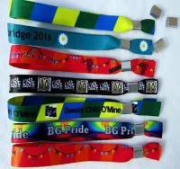 China Customization Logo Polyester Woven Cloth Wristbands Concert Promotion Events Gift Adjustable Length Wristbands for sale