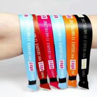 China Customization Logo Polyester Woven Cloth Wristbands Concert Promotion Events Gift Adjustable Length Wristbands for sale