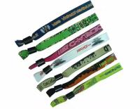 China Customization Logo Polyester Woven Cloth Wristbands Concert Promotion Events Gift Adjustable Length Wristbands for sale