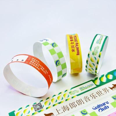 China Factory Custom Tyvek Dupont Paper Wristband Activity Barcode Events Paper Event Admission Bracelet Wristbands for sale