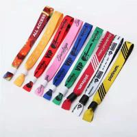 China Custom Pattern Polyester Woven Cloth Wristbands Concert Promotion Events Gift Adjustable Length for sale