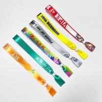 China Customizable Logo Polyester Woven Cloth Wristbands Concert Promotion Events Gift Adjustable Length for sale