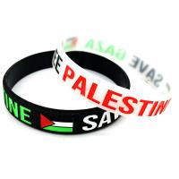 China Slogan Watchword Printed Silicone Bracelets Custom Flag Free Palestine Save Gaza Souvenir Silicone Wristbands for sale