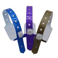 China Disposable Custom Neon Fluorescent PVC Wristband with Tabs and Heat Transfer Printing for sale