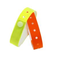 China Disposable Custom Neon Fluorescent PVC Wristband with Tabs and Heat Transfer Printing for sale