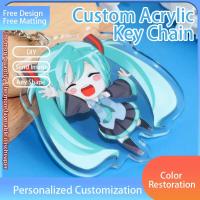 China Transparent Acrylic Keychain With Metal Ring Cartoon character Durable Silk Screen Printed Ideal Gift Acrylic Keychain for sale