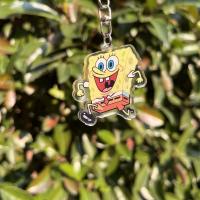 China Transparent Acrylic Keychain With Metal Ring Durable Cartoon SpongeBob SquarePants Printed Ideal Gift Acrylic Keychain for sale