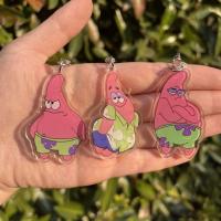 China Transparent Acrylic Keychain With Metal Ring Durable Cartoon SpongeBob SquarePants Printed Ideal Gift Acrylic Keychain for sale
