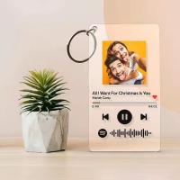 China Factory Custom Rectangular Acrylic Key Chain Picture Key Ring Couple Lover Photo Picture Song Lyric Printed Keychain for sale