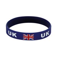 China Custom National Day Silicone Bracelet FootBall World Cup National Flag Rubbery UK USA Country Flag Wristband for sale