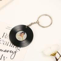 China Metal Ring Transparent Acrylic Keychain Durable Simple Album CD Singer Idol Printed for sale