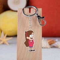 China Cartoon Character Gravity Falls Printed Transparent Acrylic Keychain With Metal Ring for Durable Gift for sale