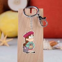 China Cartoon Character Gravity Falls Printed Transparent Acrylic Keychain With Metal Ring for Durable Gift for sale