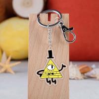 China Cartoon Character Gravity Falls Printed Transparent Acrylic Keychain With Metal Ring for Durable Gift for sale