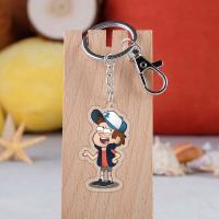 China Cartoon Character Gravity Falls Printed Transparent Acrylic Keychain With Metal Ring for Durable Gift for sale