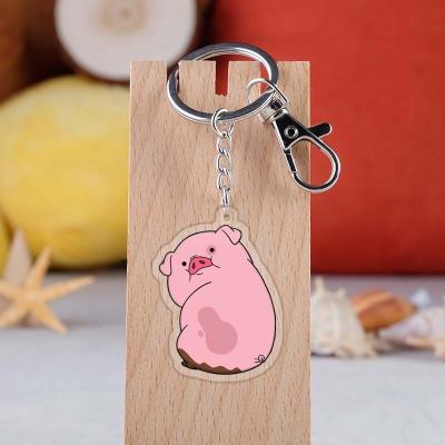China Cartoon Character Gravity Falls Printed Transparent Acrylic Keychain With Metal Ring for Durable Gift for sale
