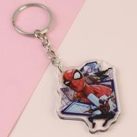 China Transparent Custom Acrylic Keychains Cartoon Character Spider-Man Printed With Metal Ring for sale