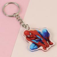 China Transparent Custom Acrylic Keychains Cartoon Character Spider-Man Printed With Metal Ring for sale