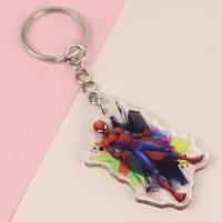 China Transparent Custom Acrylic Keychains Cartoon Character Spider-Man Printed With Metal Ring for sale