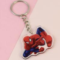 China Transparent Custom Acrylic Keychains Cartoon Character Spider-Man Printed With Metal Ring for sale