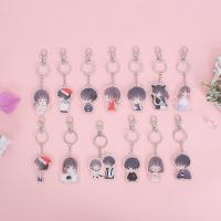 China Customized Cartoon Character Acrylic Keychain with Metal Ring Silk Screen Printed for sale