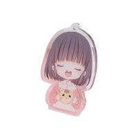China Customized Cartoon Character Acrylic Keychain with Metal Ring Silk Screen Printed for sale