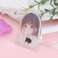 China Customized Cartoon Character Acrylic Keychain with Metal Ring Silk Screen Printed for sale