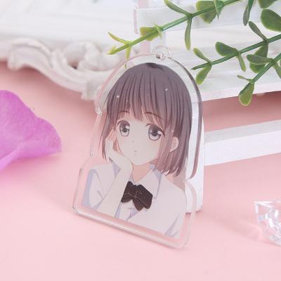 China Customized Cartoon Character Acrylic Keychain with Metal Ring Silk Screen Printed for sale