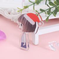 China Customized Cartoon Character Acrylic Keychain with Metal Ring Silk Screen Printed for sale