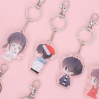 China Customized Cartoon Character Acrylic Keychain with Metal Ring Silk Screen Printed for sale