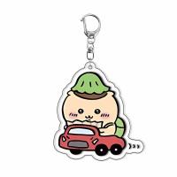 China Silk Screen Printed Acrylic Keychain Cute Cartoon Character Durable Metal Ring Included for sale