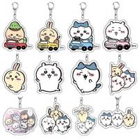 China Silk Screen Printed Acrylic Keychain Cute Cartoon Character Durable Metal Ring Included for sale