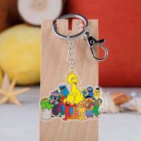 China Metal Ring Attachment Transparent Acrylic Keychain Durable Cartoon Sesame Street Print for sale