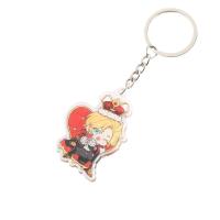 China Durable Acrylic Transparent Keychain Simple Cartoon Promotional Printed With Metal Ring for sale