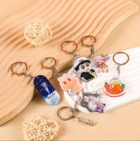 China Durable Acrylic Transparent Keychain Simple Cartoon Promotional Printed With Metal Ring for sale