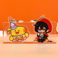 China Durable Acrylic Transparent Keychain Simple Cartoon Promotional Printed With Metal Ring for sale