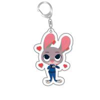 China Zootopia Souvenir Printed Acrylic Charms Keychain With Metal Ring And Fashionable Desig for sale