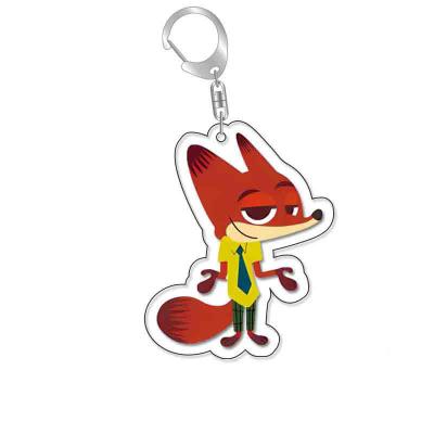 China Zootopia Souvenir Printed Acrylic Charms Keychain With Metal Ring And Fashionable Desig for sale