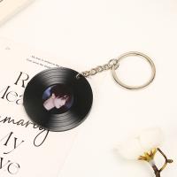 China Transparent Custom Acrylic Keychains Durable Black Album CD Singer Idol Printed With Metal Ring for sale