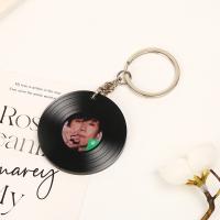 China Transparent Custom Acrylic Keychains Durable Black Album CD Singer Idol Printed With Metal Ring for sale