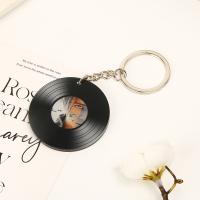 China Transparent Custom Acrylic Keychains Durable Black Album CD Singer Idol Printed With Metal Ring for sale