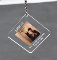 China Custom Gift Acrylic Key Chain Lover Couple Family Friend Photo Printed With Key Ring for sale