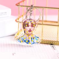 China Factory Pattern Printed Acrylic Keychain Cute Cartoon Character Idol Durable Metal Ring Charms Acrylic Keychain for sale